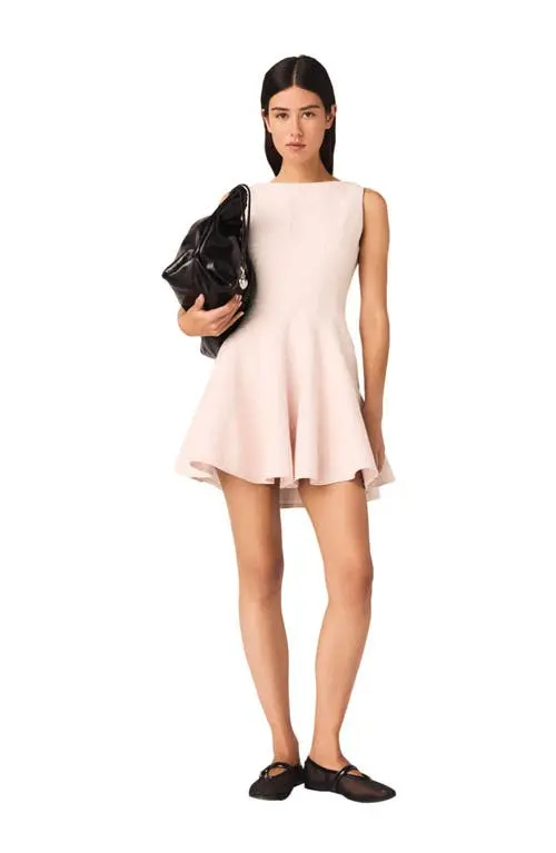 Maje Short Flared Tweed Dress - Pink
