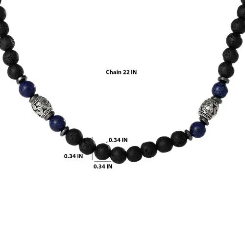 Lucky Brand Lava Rock And Lapis Beaded Necklace
