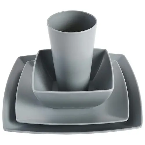 GIBSON HOME Grayson 16 Piece Square Melamine Dinnerware Set
