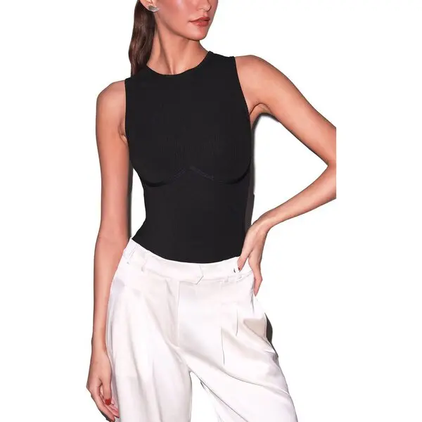 FLEUR DU MAL Hourglass Rib Bodysuit - Black