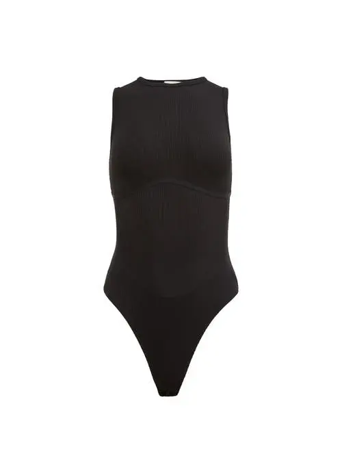 FLEUR DU MAL Hourglass Rib Bodysuit - Black