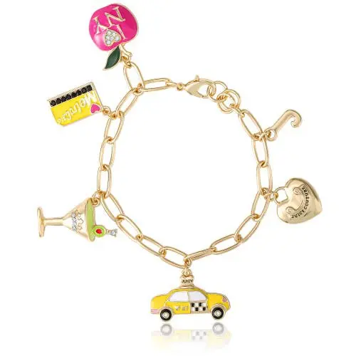 Juicy Couture City Icons Charm Bracelet - Gold Tone