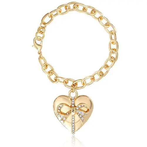Juicy Couture Heart Bow Drop Bracelet - Gold Tone