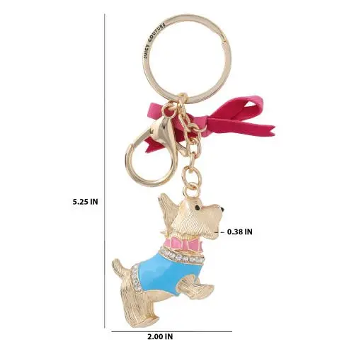 Juicy Couture Crystal Scottie Dog Keychain With Satin Bow