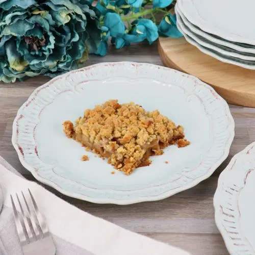 MODERN SOUTHERN HOME Capri 6 Piece 9in Stoneware Embossed Dessert Plate Set - Egg Blue