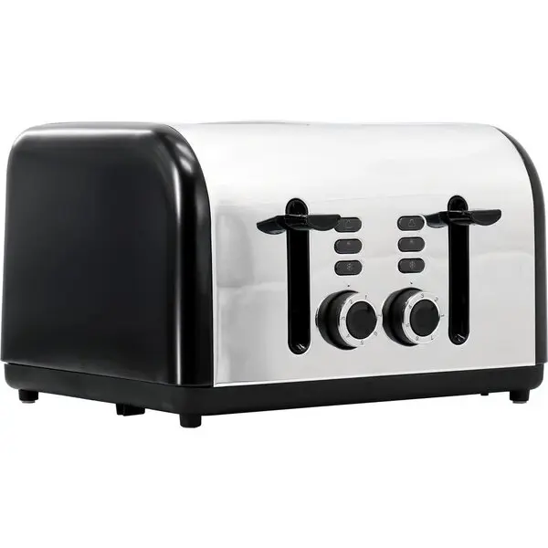 REDMOND 4 Slice Wide Slot 1400w Stainless Steel Toaster - Black