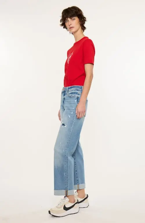 KANCAN Essentials Mid-rise Cropped Straight Leg Jeans