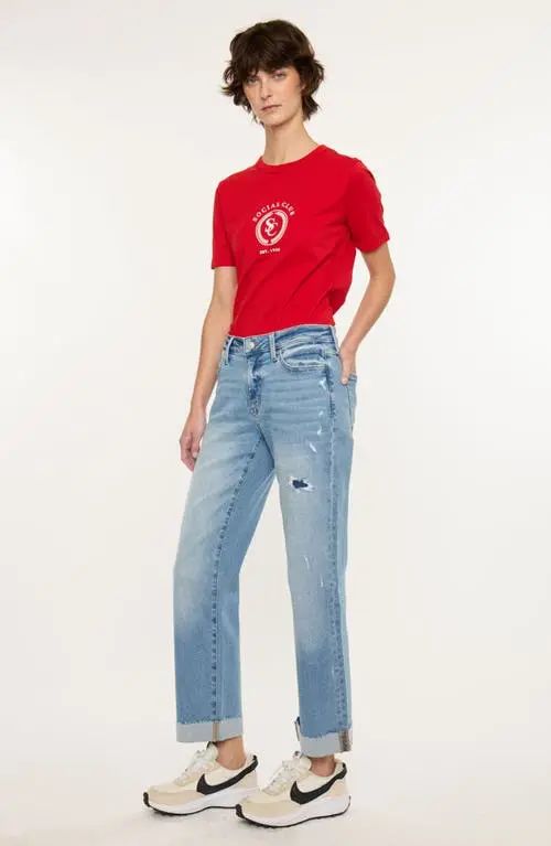 KANCAN Essentials Mid-rise Cropped Straight Leg Jeans
