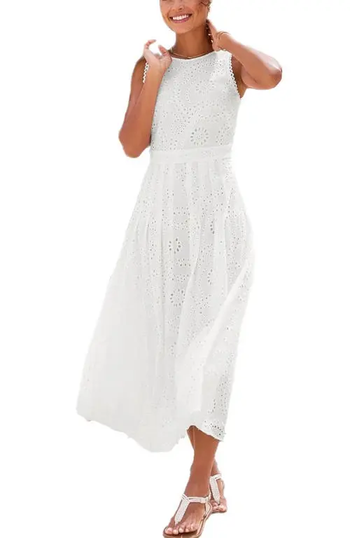 LASCANA Sleeveless Eyelet Maxi Dress