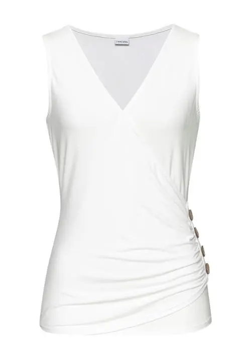LASCANA Sleeveless Wrap Look Top With Side Buttons