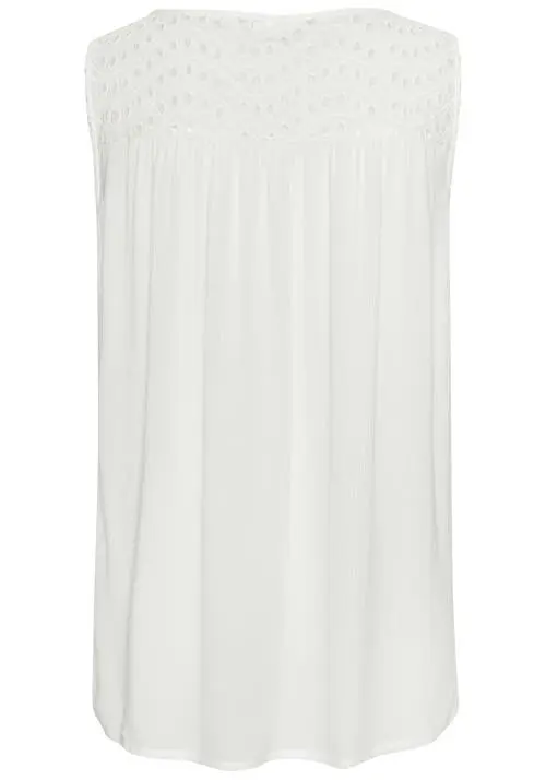 LASCANA Sleeveless Eyelet Top With Tassel Detail - White