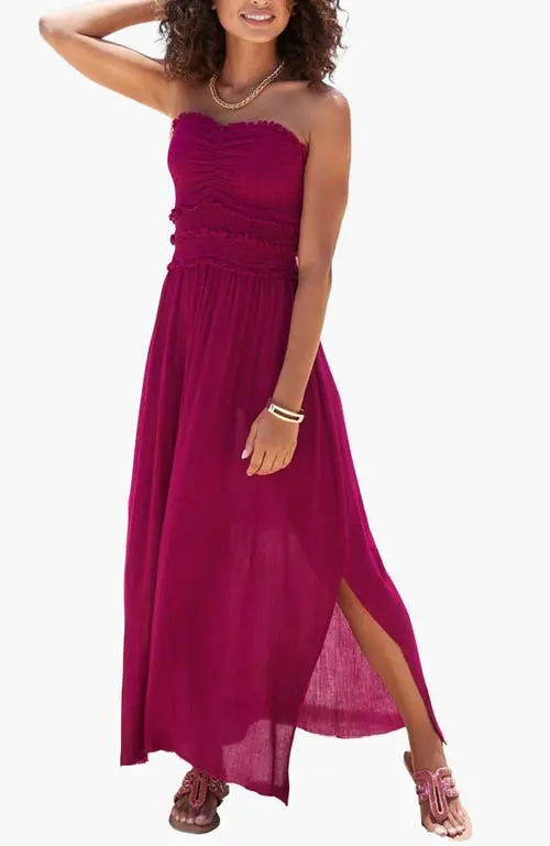LASCANA Strapless Ruffled Maxi Dress