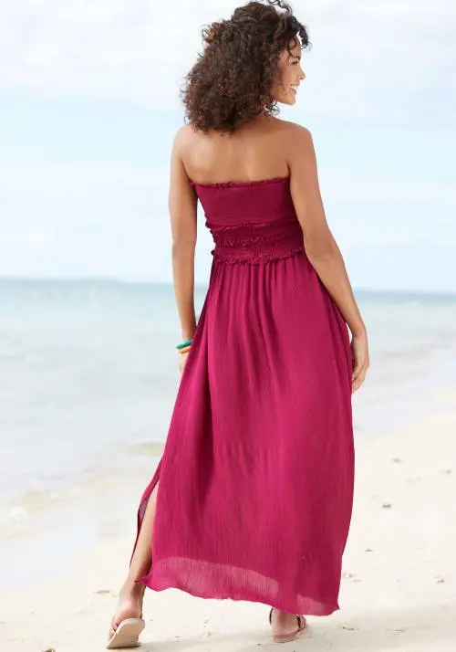 LASCANA Strapless Ruffled Maxi Dress