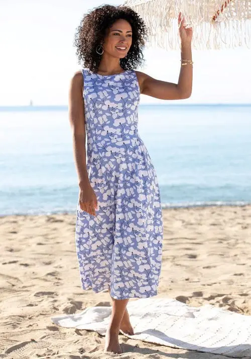LASCANA Sleeveless A-line Midi Dress