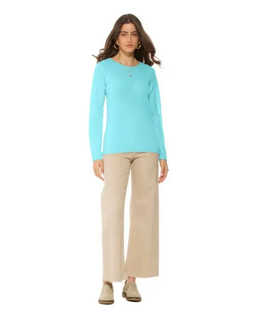 MONTICELLI CASHMERE Ultralight Pure Cashmere Raglan Crewneck Sweater - Cyan