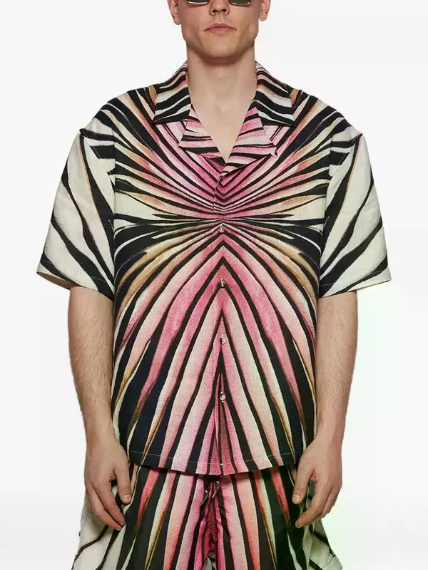 Roberto Cavalli Zebra-print Short-sleeve Shirt - Pink