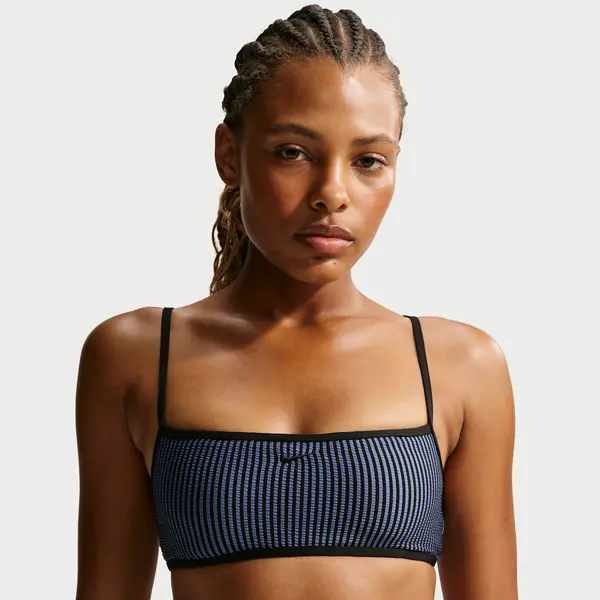 Nike Swim Ripple Texture Bralette Bikini Top - Blue