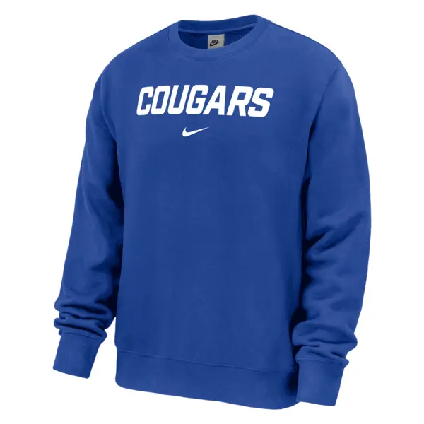 Nike Byu Cougars Club Fleece Ncaa Pullover Crew-neck Sweatshirt - Blue