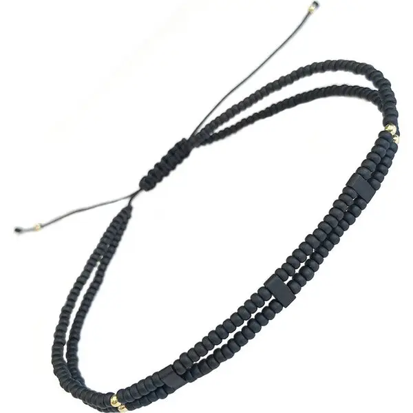 JAN LESLIE Double Strand Micro Bead Bracelet - Black