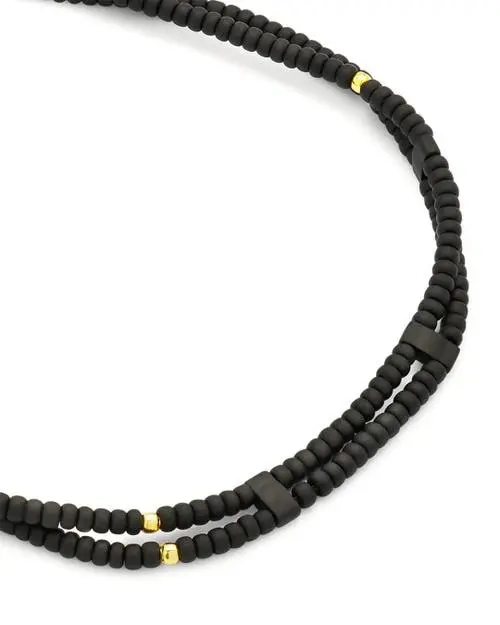 JAN LESLIE Double Strand Micro Bead Bracelet - Black