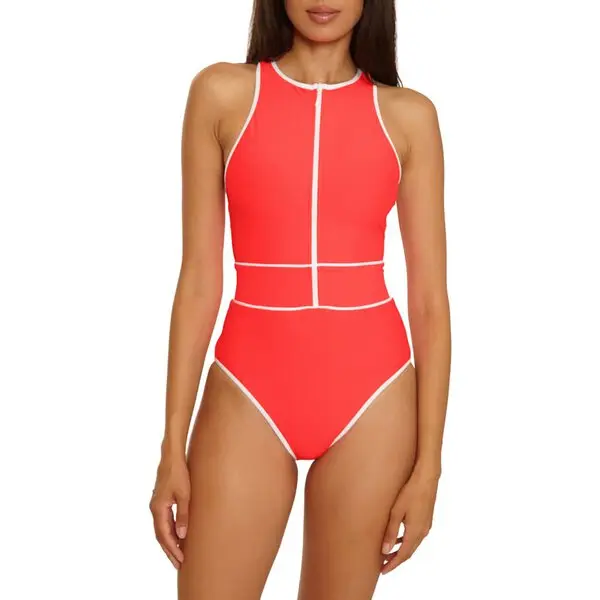 BECCA By Rebecca Virtue Contrast Binding One-piece Swimsuit - Caliente