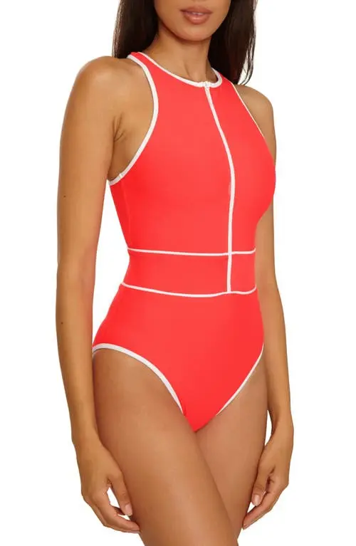 BECCA By Rebecca Virtue Contrast Binding One-piece Swimsuit - Caliente