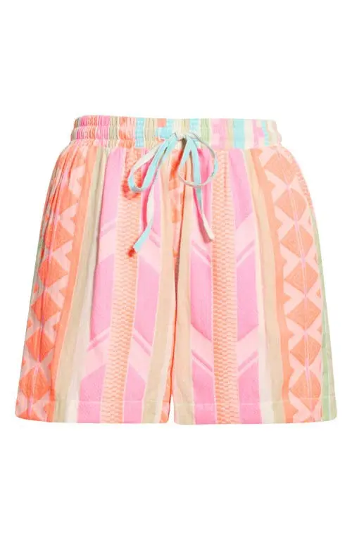 Elan Cotton-blend Cover-up Drawstring Shorts - Neon Aztec