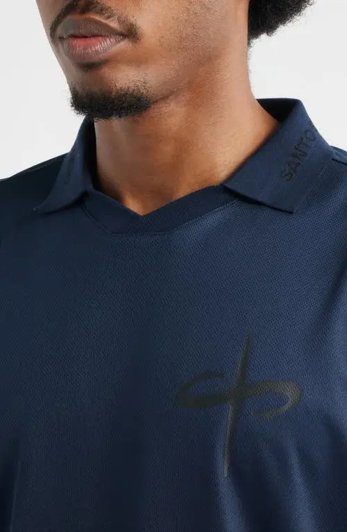 SANTO STUDIO Trust Perforated Long Sleeve Jersey Polo