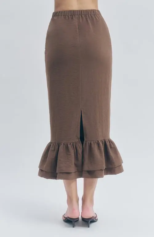MAUDE CLUB Tennessee Linen-blend Midi Skirt
