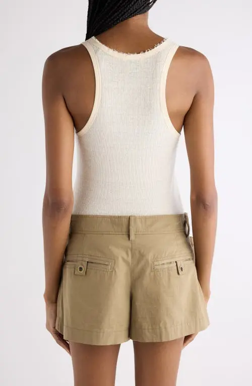 Isabel Marant Étoile Helma Raw Edge Silk Jersey Henley Tank - Ecru