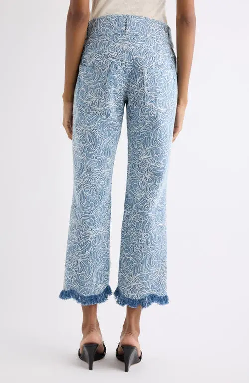 Isabel Marant Ombeline Ripped Embroidered Crop Flare Jeans
