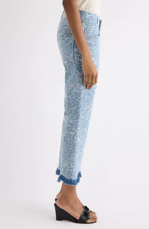Isabel Marant Ombeline Ripped Embroidered Crop Flare Jeans