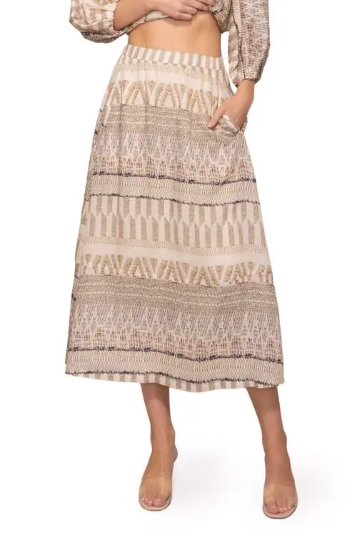 MELLODAY Printed Midi Skirt - Blush Multi
