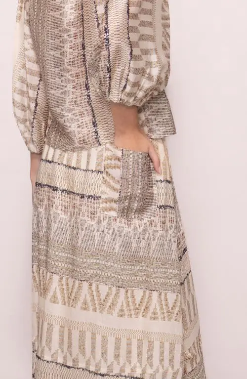 MELLODAY Printed Midi Skirt - Blush Multi