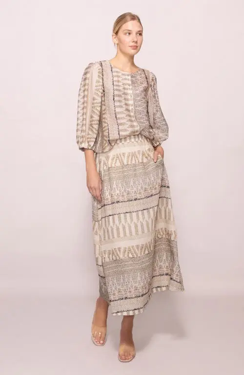MELLODAY Printed Midi Skirt - Blush Multi