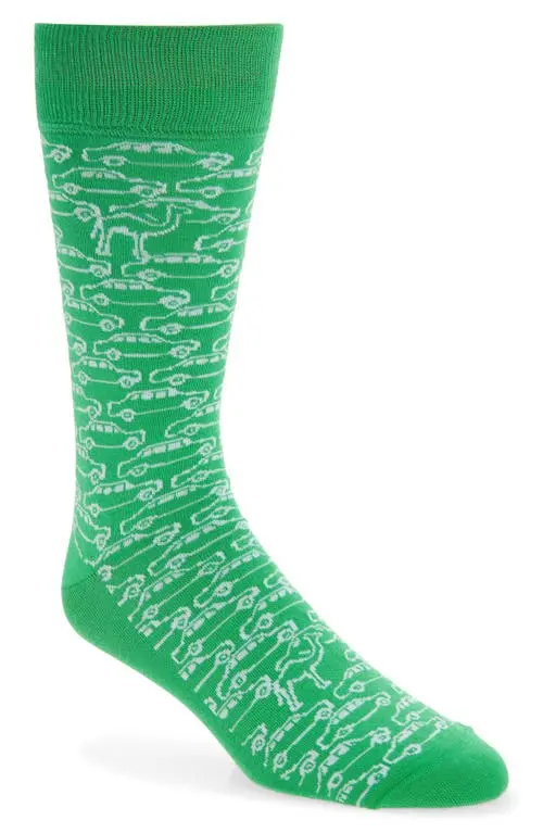 Paul Smith Cars & Camels Dress Socks - Medium Green