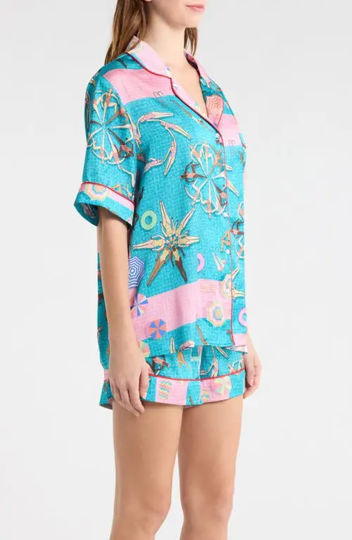 KAREN MABON Swimmers Piped Satin Pajamas