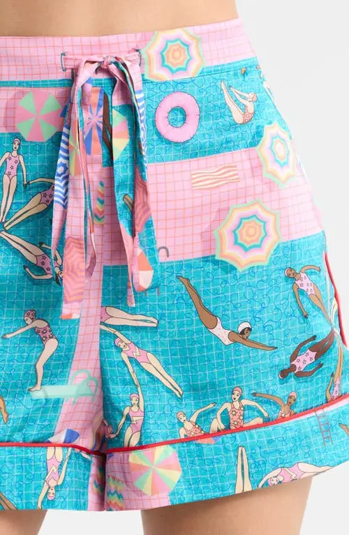 KAREN MABON Swimmers Piped Satin Pajamas