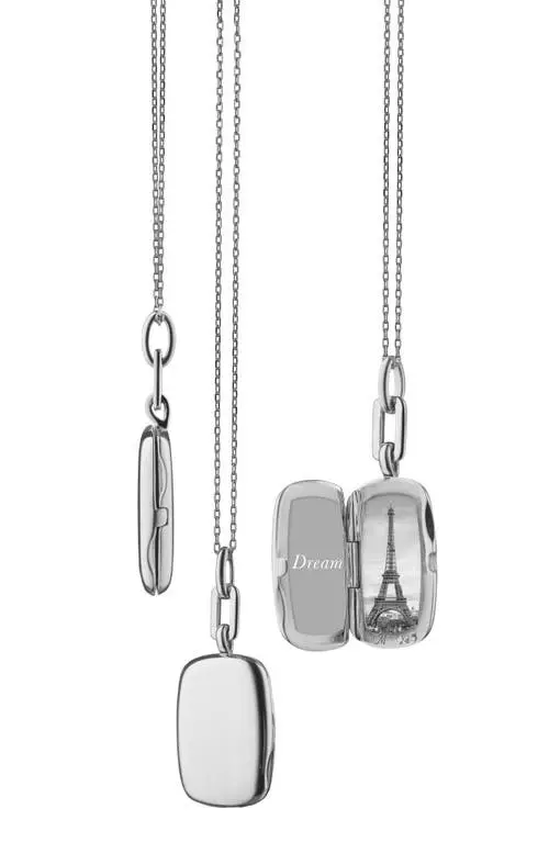 Monica Rich Kosann Slim Rectangular Locket Necklace - Sterling Silver