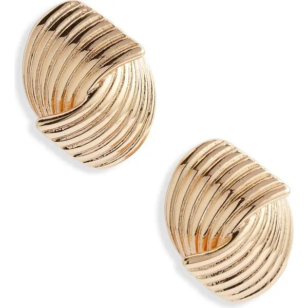 OPEN EDIT Textured Stud Earrings - Gold