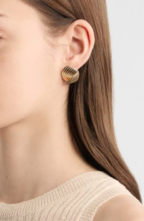 OPEN EDIT Textured Stud Earrings - Gold