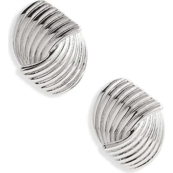OPEN EDIT Textured Stud Earrings - Silver