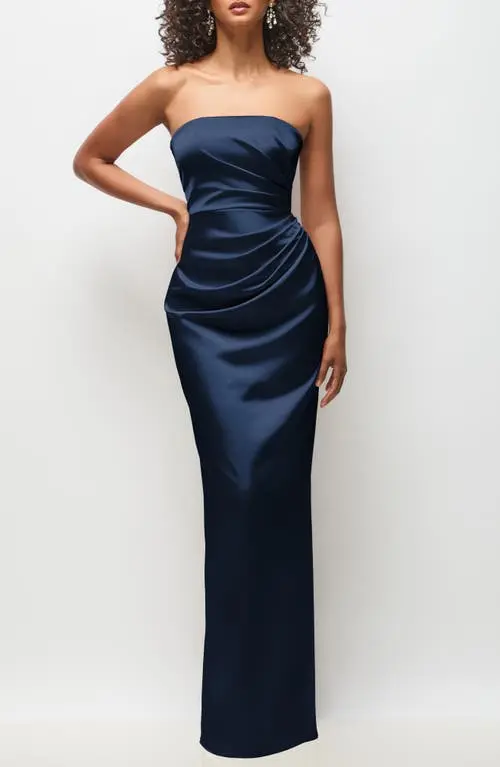 After Six Niamh Ruched Satin Gown - Midnight