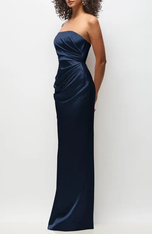 After Six Niamh Ruched Satin Gown - Midnight