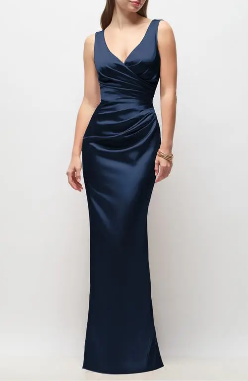 After Six Valentina Stretch Charmeuse Column Gown - Midnight