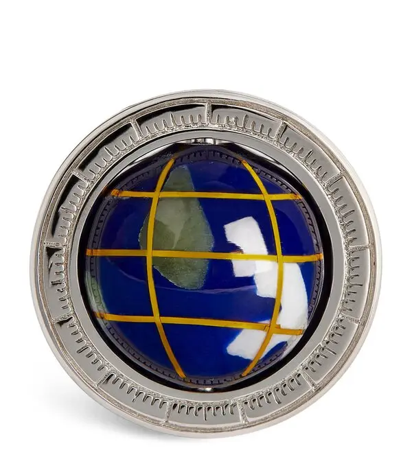 Tateossian Sterling Silver And Lapis Lazuli Globe Cufflinks - Blue