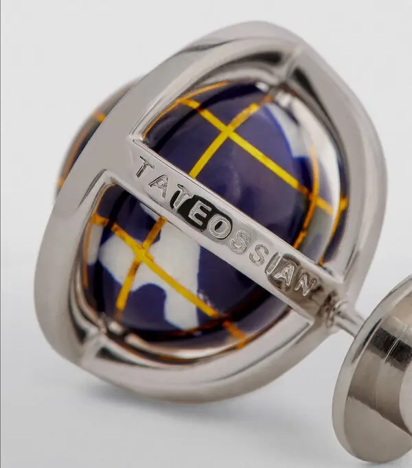Tateossian Sterling Silver And Lapis Lazuli Globe Cufflinks - Blue