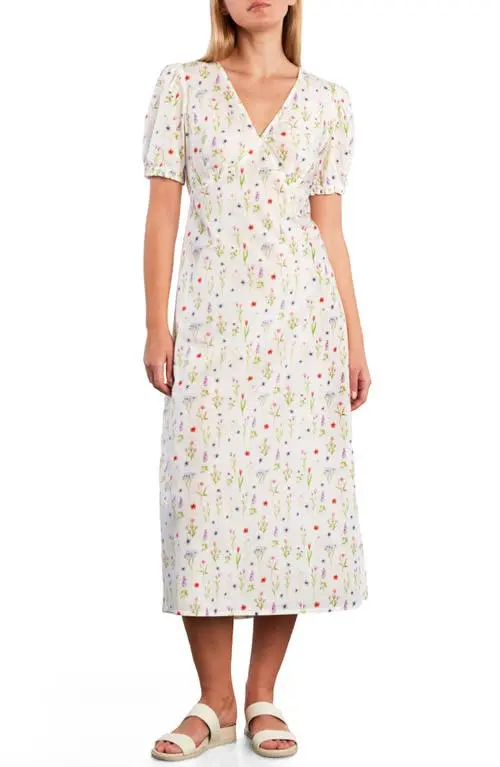 BILLY T Sunbeam Print Puff Sleeve Midi Dress - Meadow Spritz