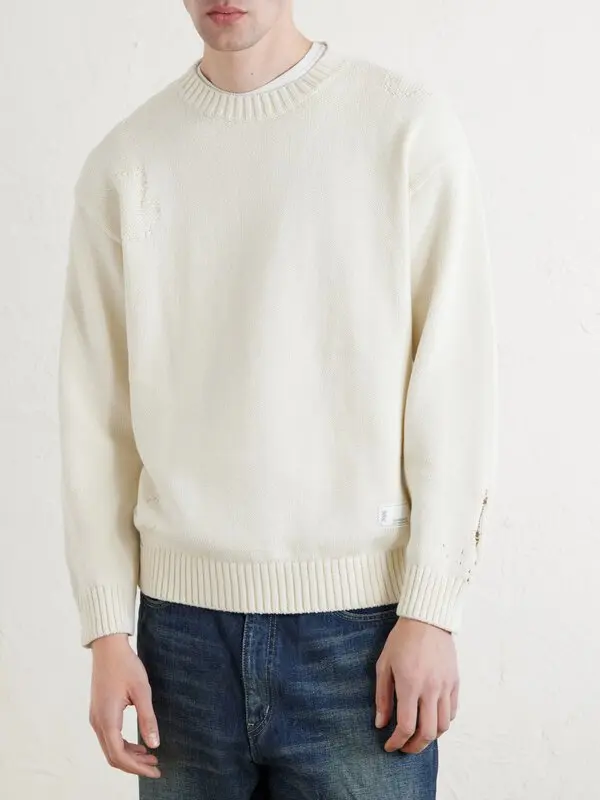 Neighborhood Savage Cotton Crewneck Sweater - Neutrals | Editorialist