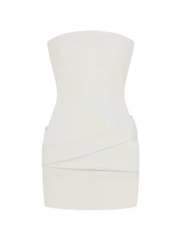 Alex Perry Strapless Drape Mini Dress - Neutrals